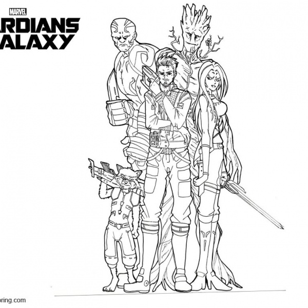 Guardians of the Galaxy Coloring Pages Gamora LineArt by Little ...