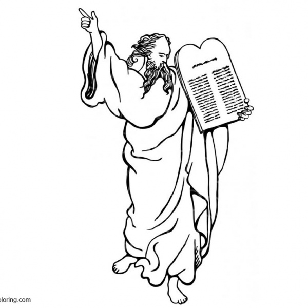Moses With Two Tablets of Ten Commandments Coloring Pages - Free ...