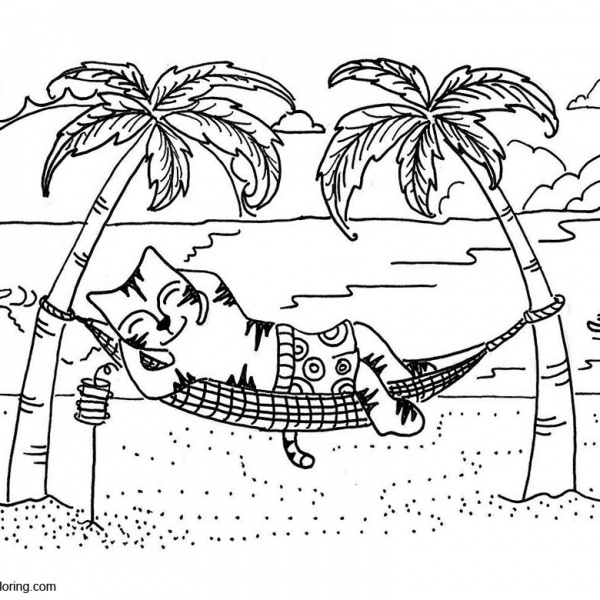 Summer Fun Coloring Pages Girl Play on The Beach - Free Printable ...