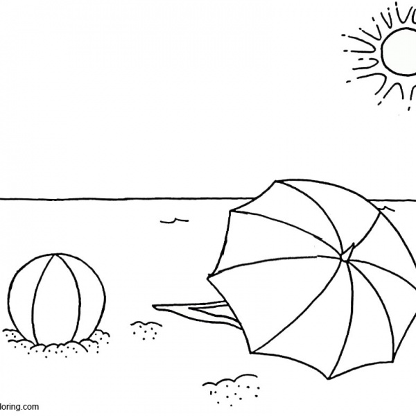 Summer Fun Coloring Pages Beach Landscape - Free Printable Coloring Pages
