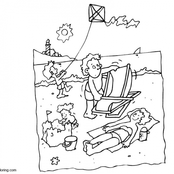 Summer Fun Coloring Pages Kids Play Water - Free Printable Coloring Pages