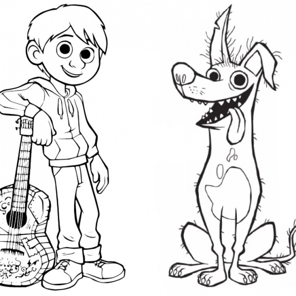Disney Movie Coco Coloring Pages Characters Miguel and Skeleton Family ...
