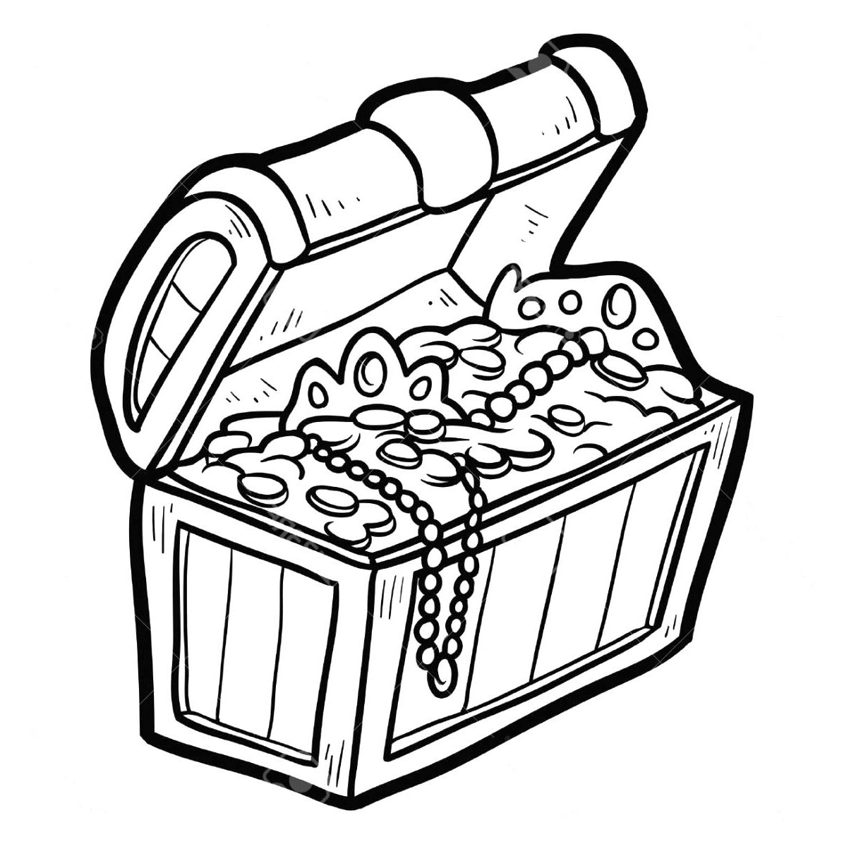 Treasure Chest Coloring Pages Black And White Free Printable Coloring 