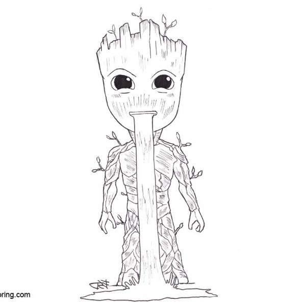 Cute Baby Groot Coloring Pages from Guardians of the Galaxy - Free ...