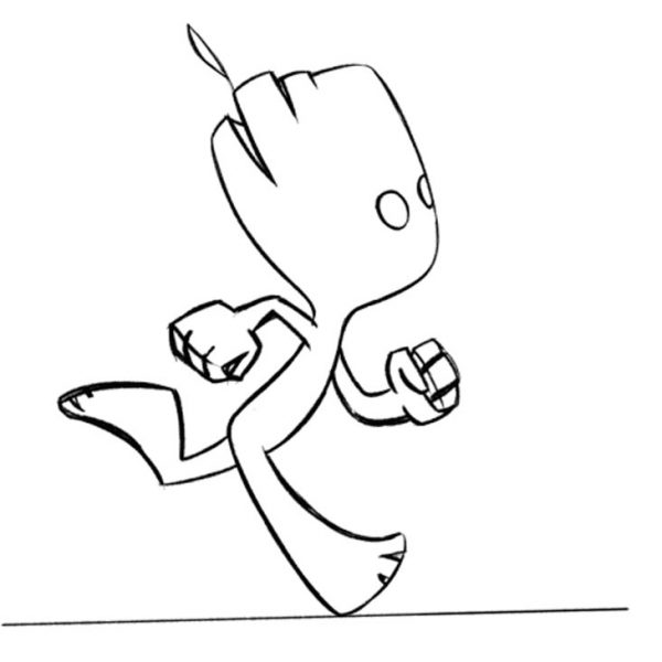 Baby Groot Coloring Pages Dancing in the Pot - Free Printable Coloring ...