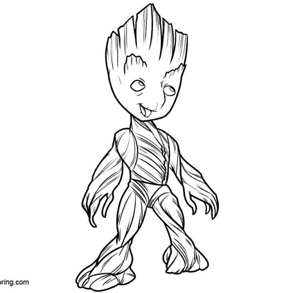 Line Drawing of Baby Groot Coloring Pages - Free Printable Coloring Pages