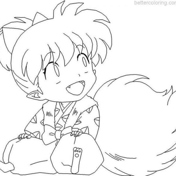 Inuyasha And Kagome Coloring Pages Cartoon Characters