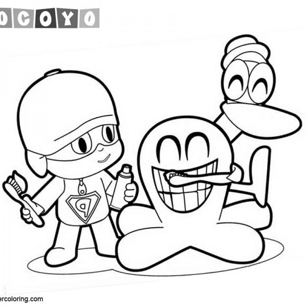 Pocoyo Coloring Pages Pato with Drum - Free Printable Coloring Pages