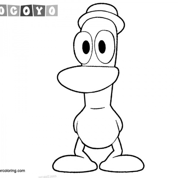 Pocoyo Coloring Pages Pato with Drum - Free Printable Coloring Pages