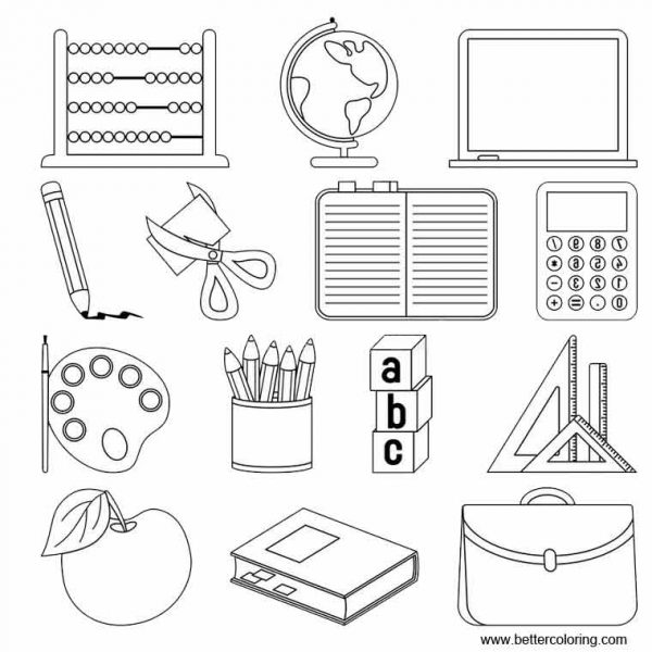 School Supplies List Coloring Pages - Free Printable Coloring Pages