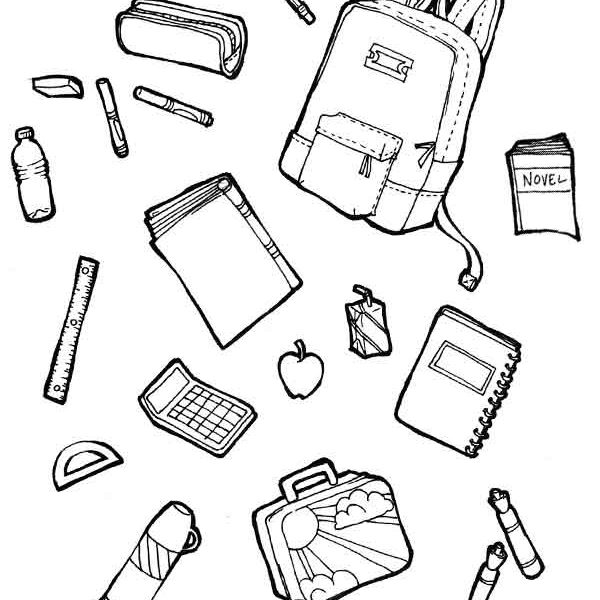 School Supplies List Coloring Pages - Free Printable Coloring Pages