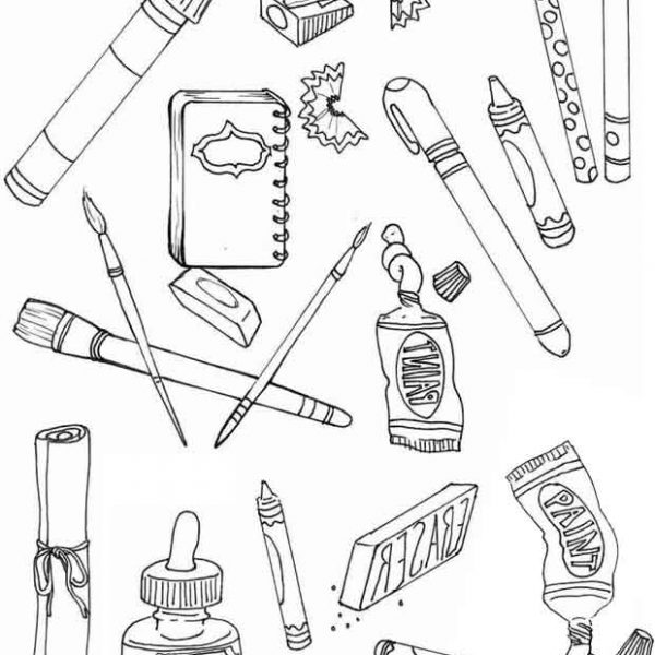 School Supply Box Page Coloring Pages