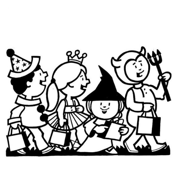 Printable Trick or Treat Coloring Pages Black and White - Free ...